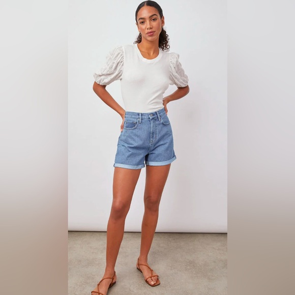 Rails | Tops | New Rails White Lisa Puff Sleeve Ruched Tshirt Xs White ...
